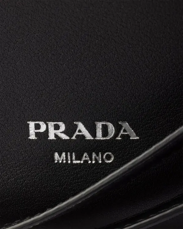 Prada Fold Leather Shoulder Bag - Black