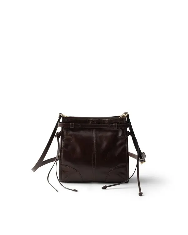 Prada Leather Mini Shoulder Bag - Dark Brown