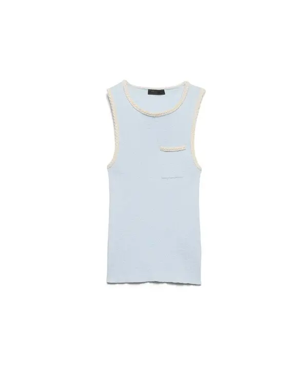 Prada Embroidered Cotton Tank Top