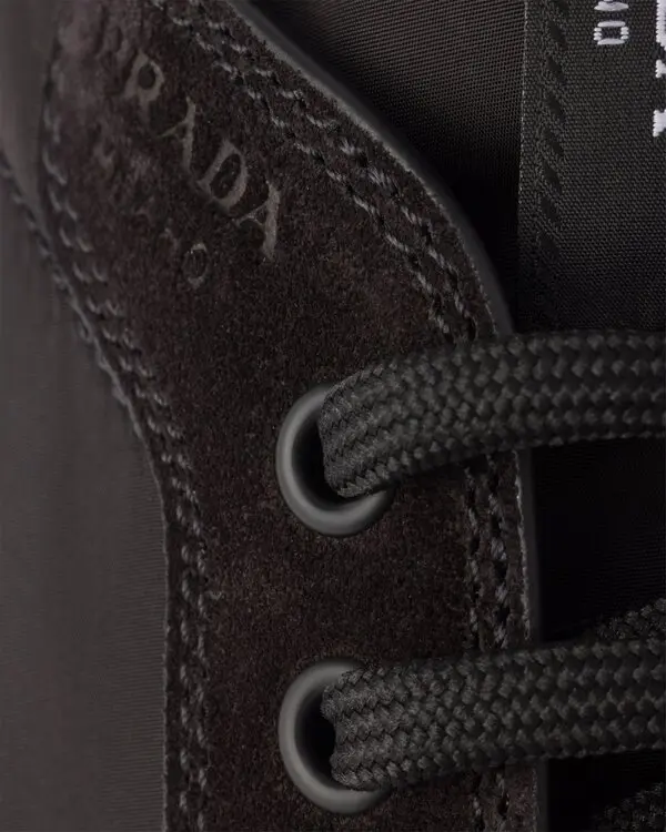 Prada Speedrock Re-nylon And Suede Sneakers - Black