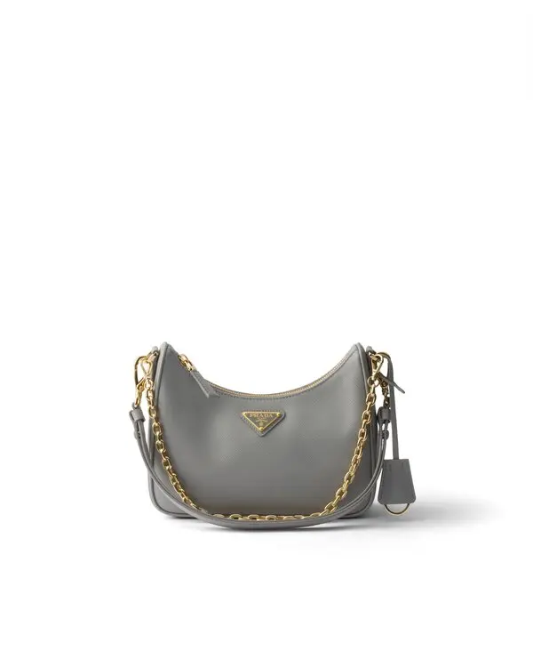 Prada Re-edition Mini Saffiano Leather Bag - Cloudy Gray