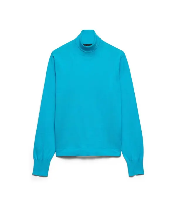 Prada Cotton Turtleneck Sweater - Turquoise