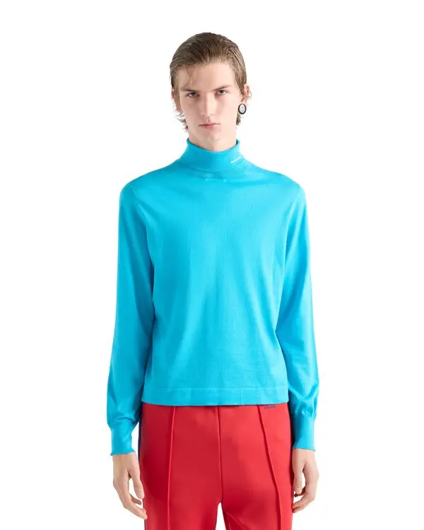Prada Cotton Turtleneck Sweater - Turquoise