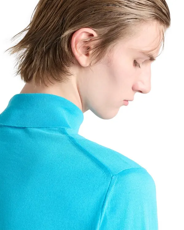 Prada Cotton Turtleneck Sweater - Turquoise