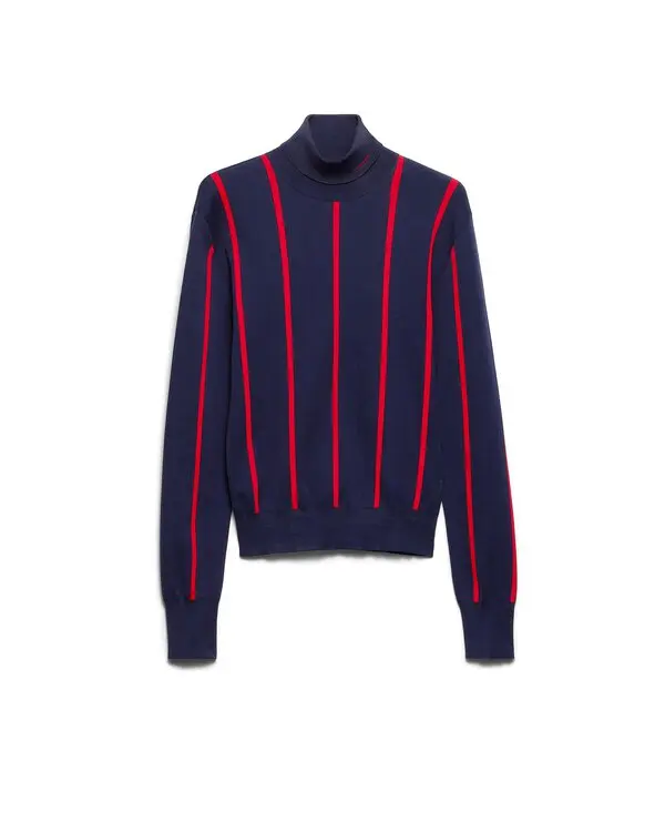 Prada Cotton Turtleneck Sweater - Blue/red