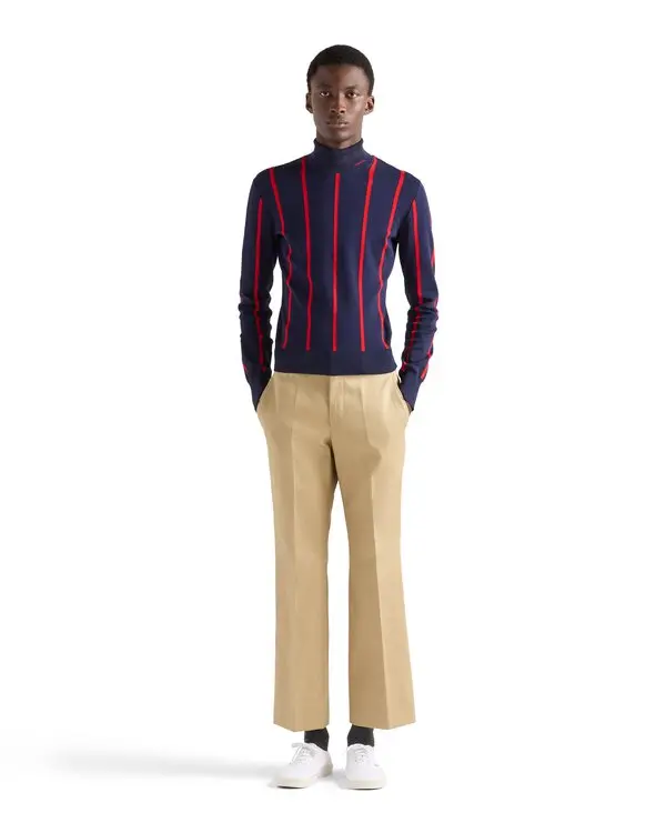Prada Cotton Turtleneck Sweater - Blue/red