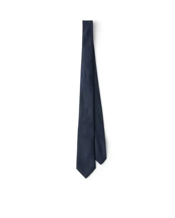 Prada Silk And Linen Necktie - Navy