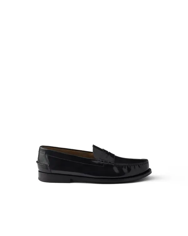 Prada Brushed Leather Loafers - Black