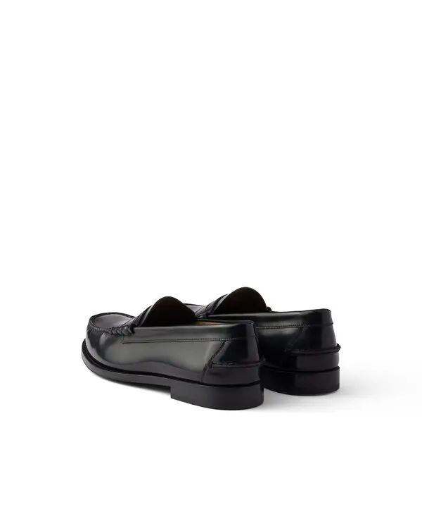 Prada Brushed Leather Loafers - Black