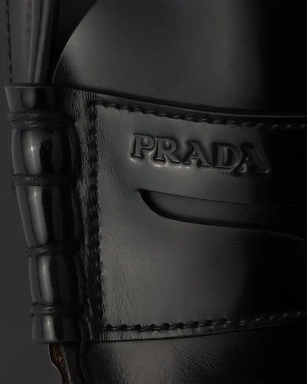 Prada Brushed Leather Loafers - Black