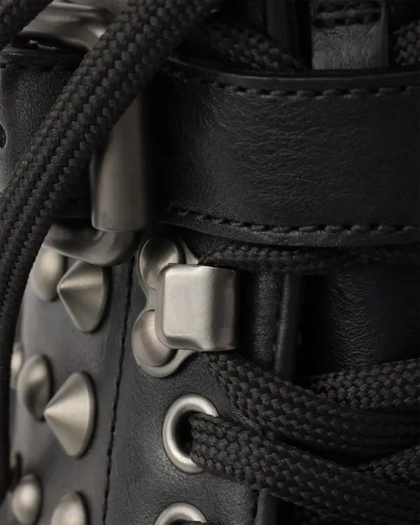 Prada Monolith Studded Leather Booties
