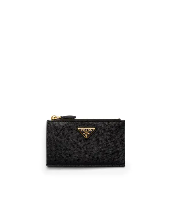 Prada Printed Saffiano Leather Card Holder - Black