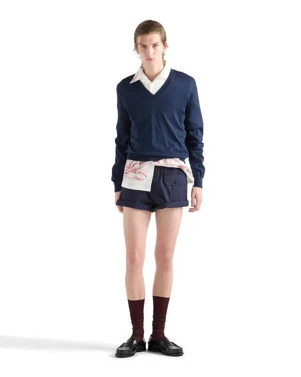 Prada Cotton V-neck Sweater