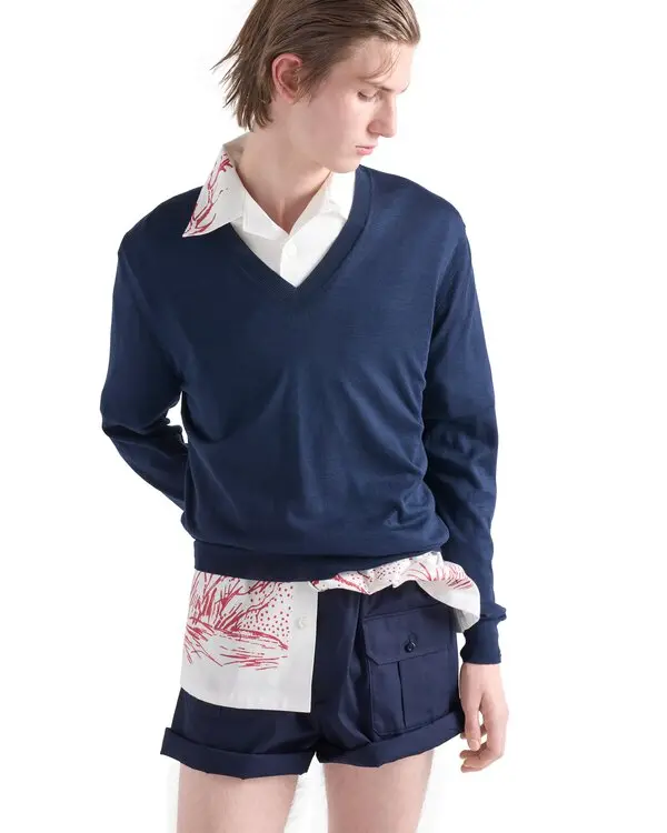 Prada Cotton V-neck Sweater