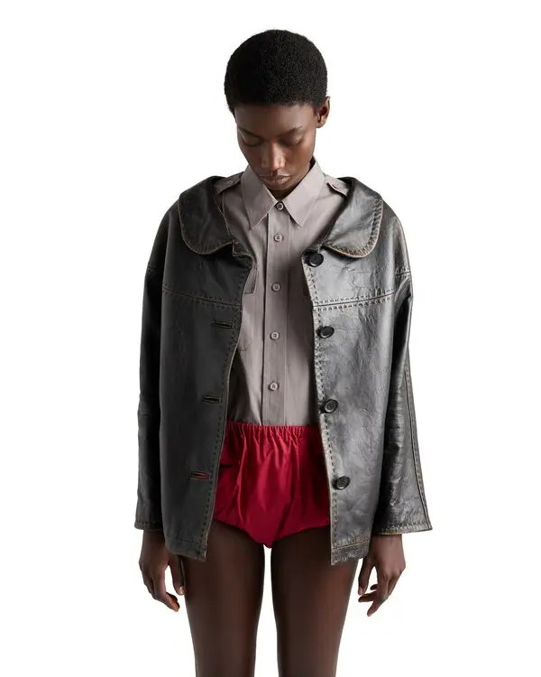 Prada Antiqued Nappa Leather Jacket