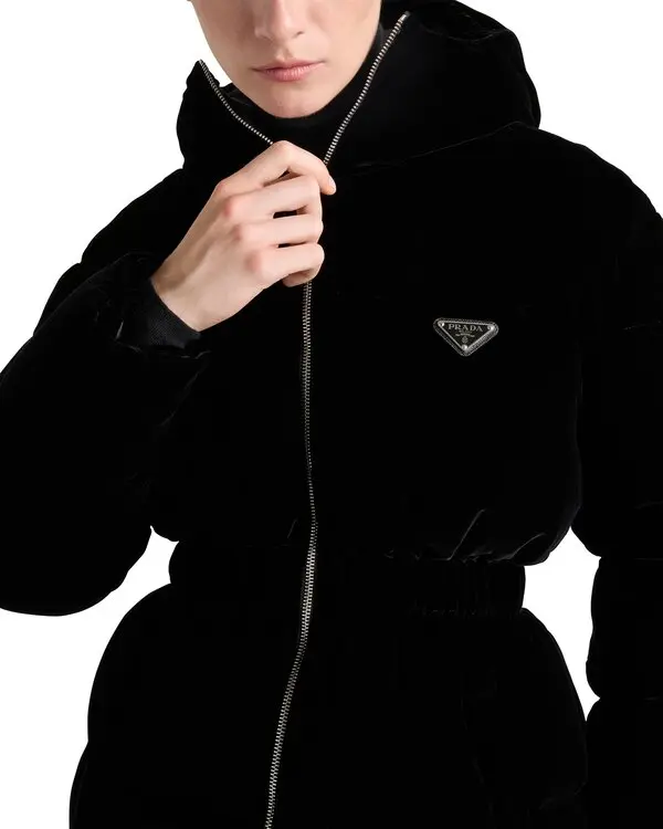 Prada Velvet Down Padded Jacket - Black