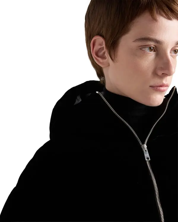 Prada Velvet Down Padded Jacket - Black