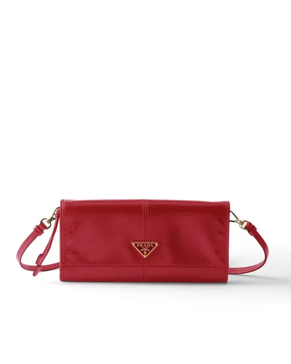 Prada Leather Wallet With Shoulder Strap - Red