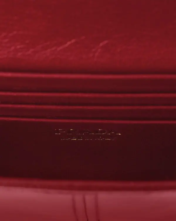 Prada Leather Wallet With Shoulder Strap - Red