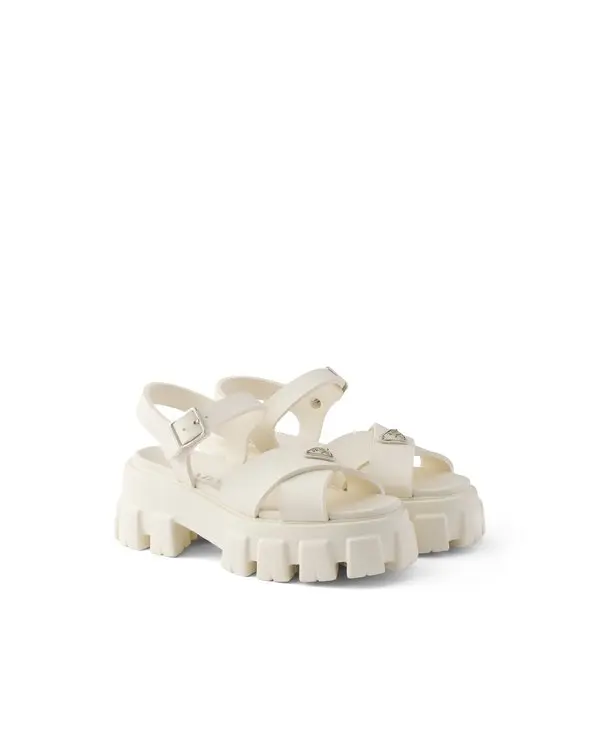 Prada Monolith Rubber Sandals - Ivory