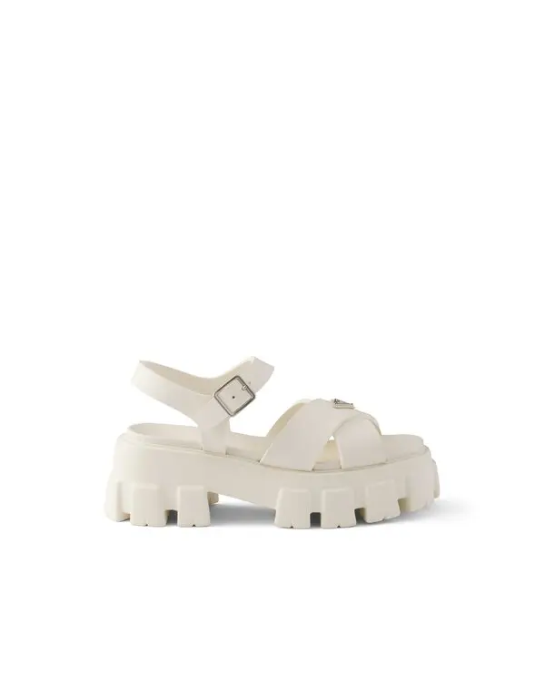 Prada Monolith Rubber Sandals - Ivory