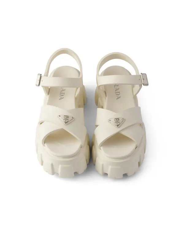 Prada Monolith Rubber Sandals - Ivory