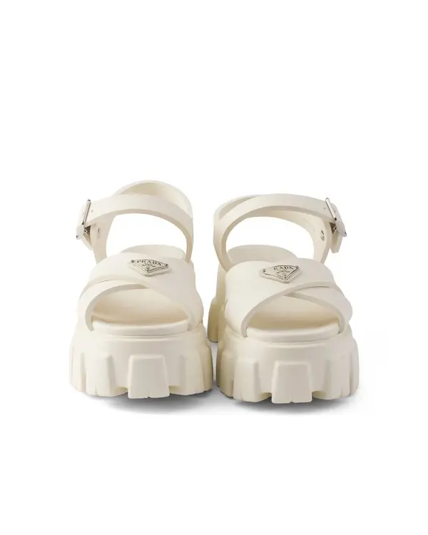 Prada Monolith Rubber Sandals - Ivory
