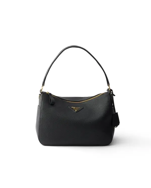 Prada Medium Leather Shoulder Bag - Black
