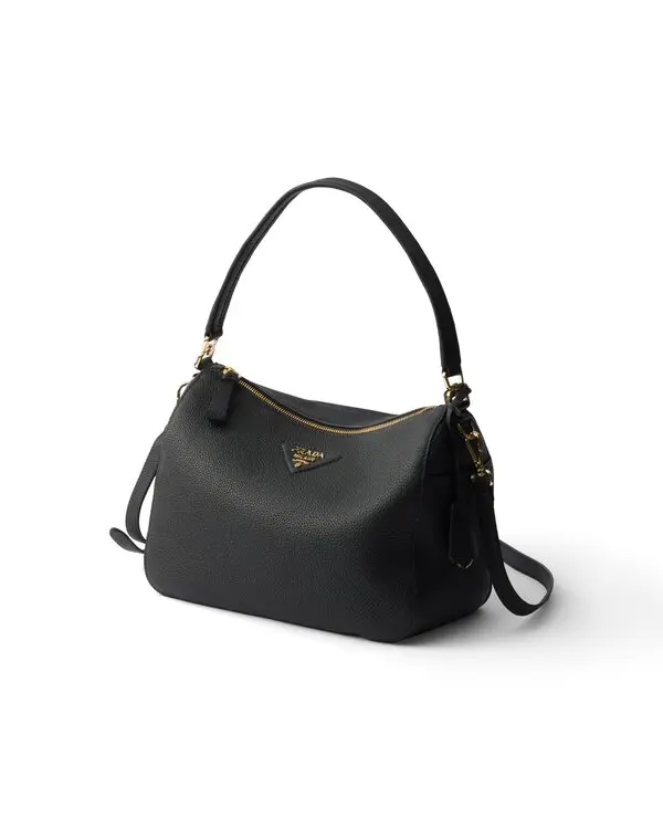 Prada Medium Leather Shoulder Bag - Black
