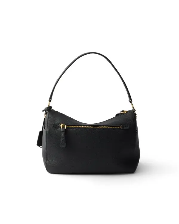 Prada Medium Leather Shoulder Bag - Black
