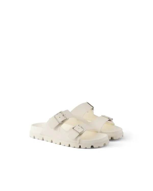 Prada Rubber Slides - Ivory