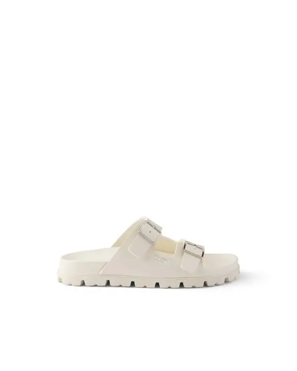 Prada Rubber Slides - Ivory