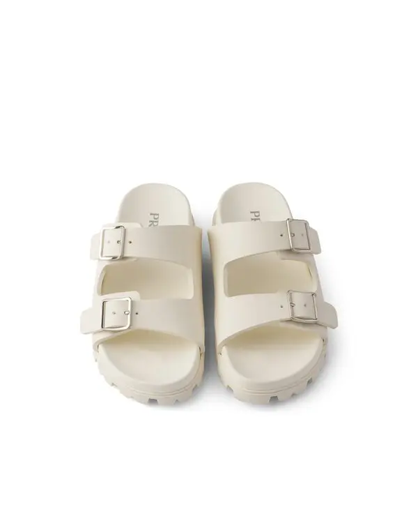 Prada Rubber Slides - Ivory