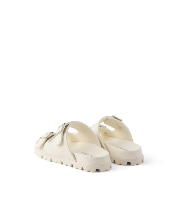 Prada Rubber Slides - Ivory