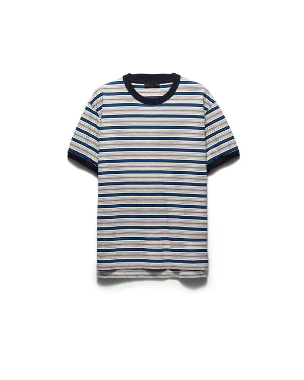 Prada Striped Cotton T-shirt - Ivory/uniform