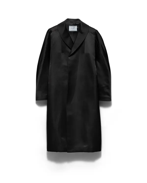 Prada Single-breasted Double Satin Coat - Black