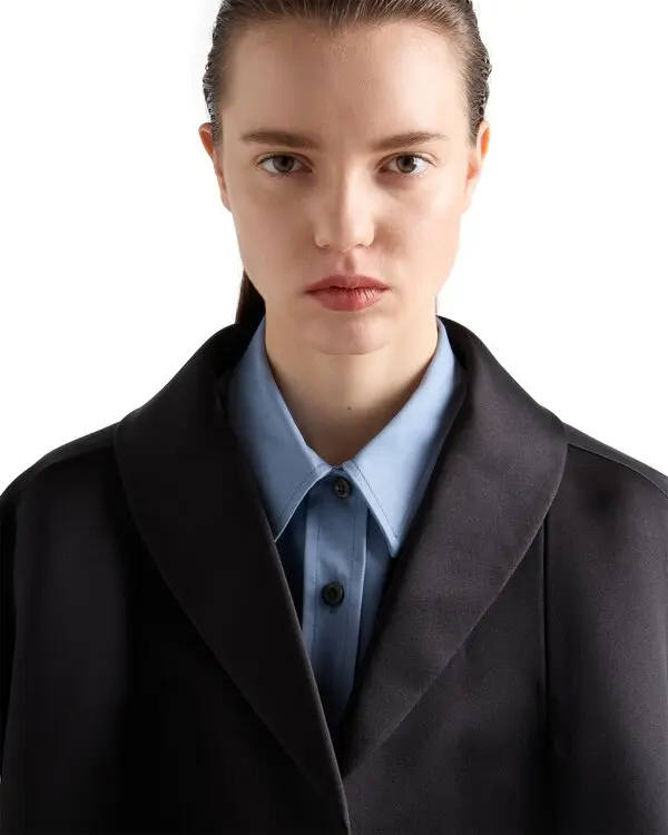 Prada Single-breasted Double Satin Coat - Black