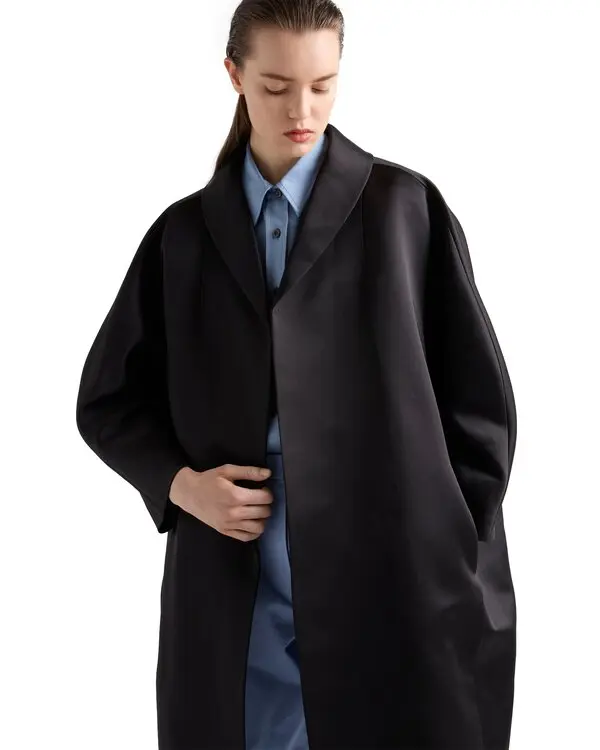 Prada Single-breasted Double Satin Coat - Black