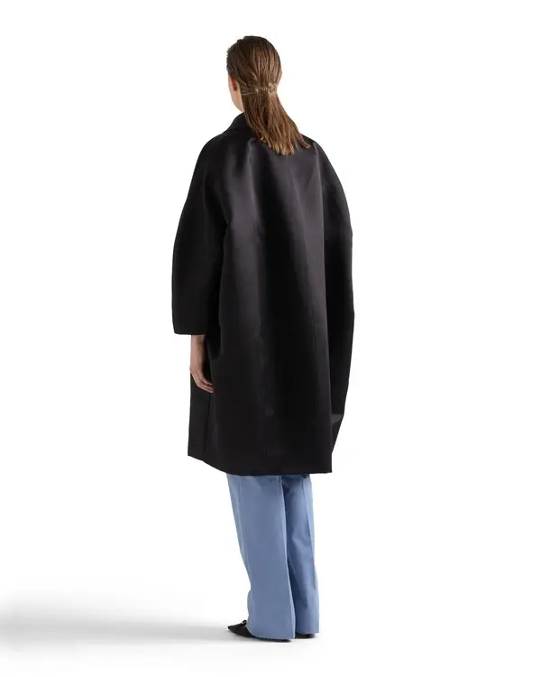 Prada Single-breasted Double Satin Coat - Black