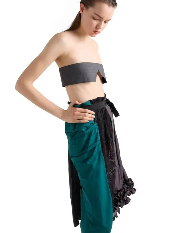 Prada Technical Taffeta Patchwork Skirt