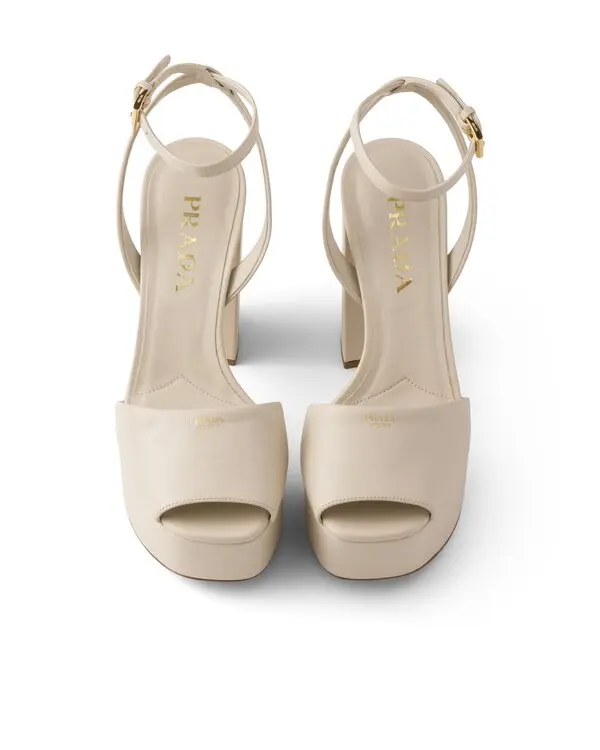 Prada Nappa Leather Platform Sandals - Ivory