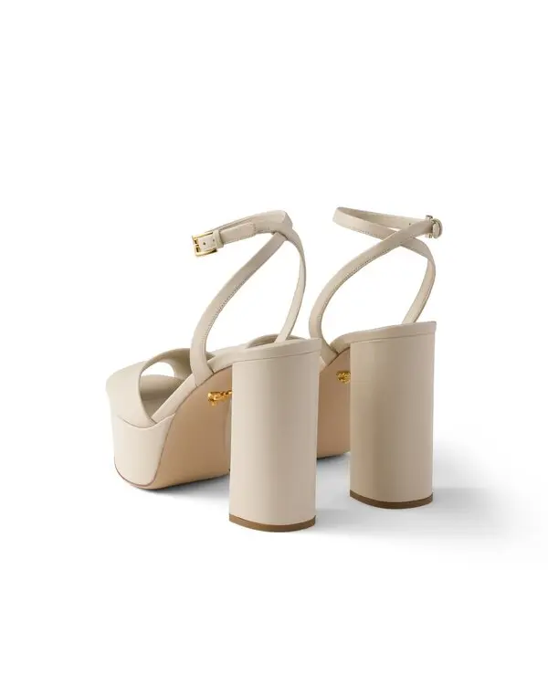 Prada Nappa Leather Platform Sandals - Ivory