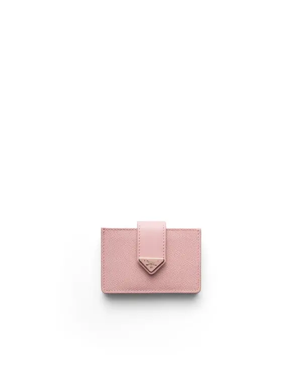 Prada Saffiano And Smooth Leather Card Holder - Peach
