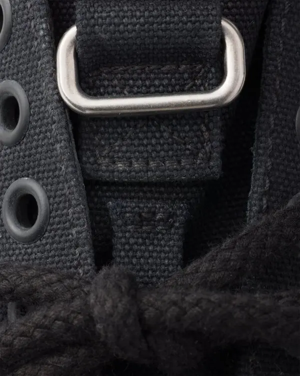 Prada Low Top Canvas Sneakers - Black