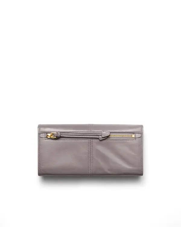 Prada Large Leather Wallet - Dark Grey