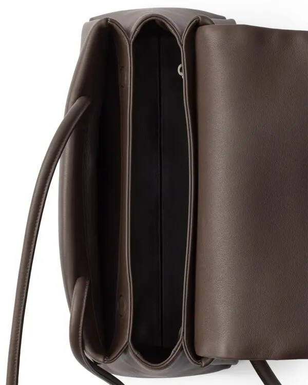 Prada Passage Medium Leather Bag With Re-nylon Flap - Coffee