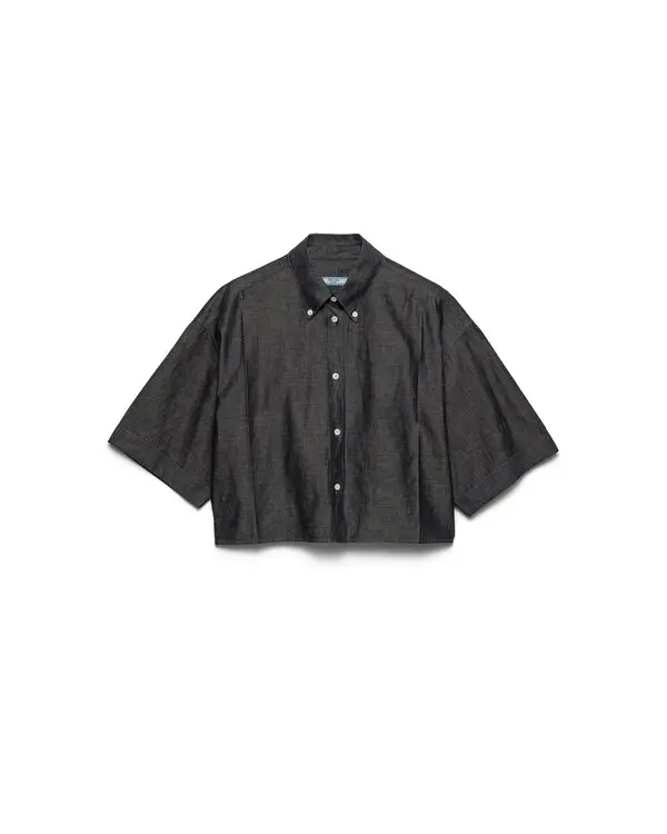 Prada Short-sleeved Chambray Shirt - Navy