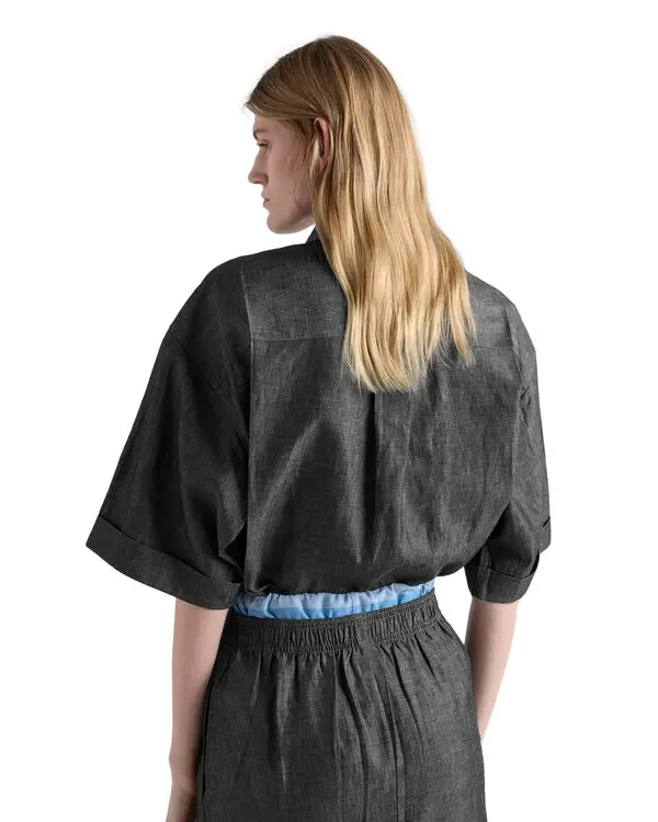 Prada Short-sleeved Chambray Shirt - Navy