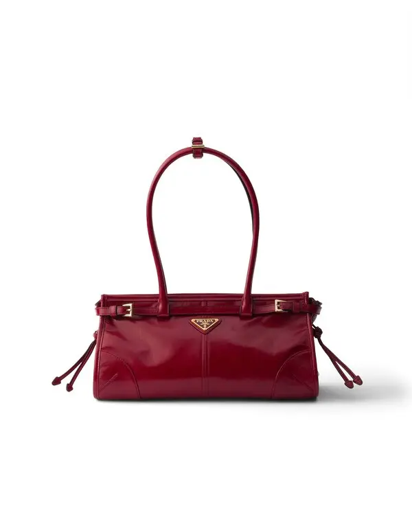 Prada Medium Leather Handbag - Ruby Red