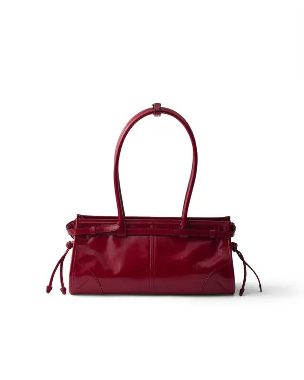 Prada Medium Leather Handbag - Ruby Red